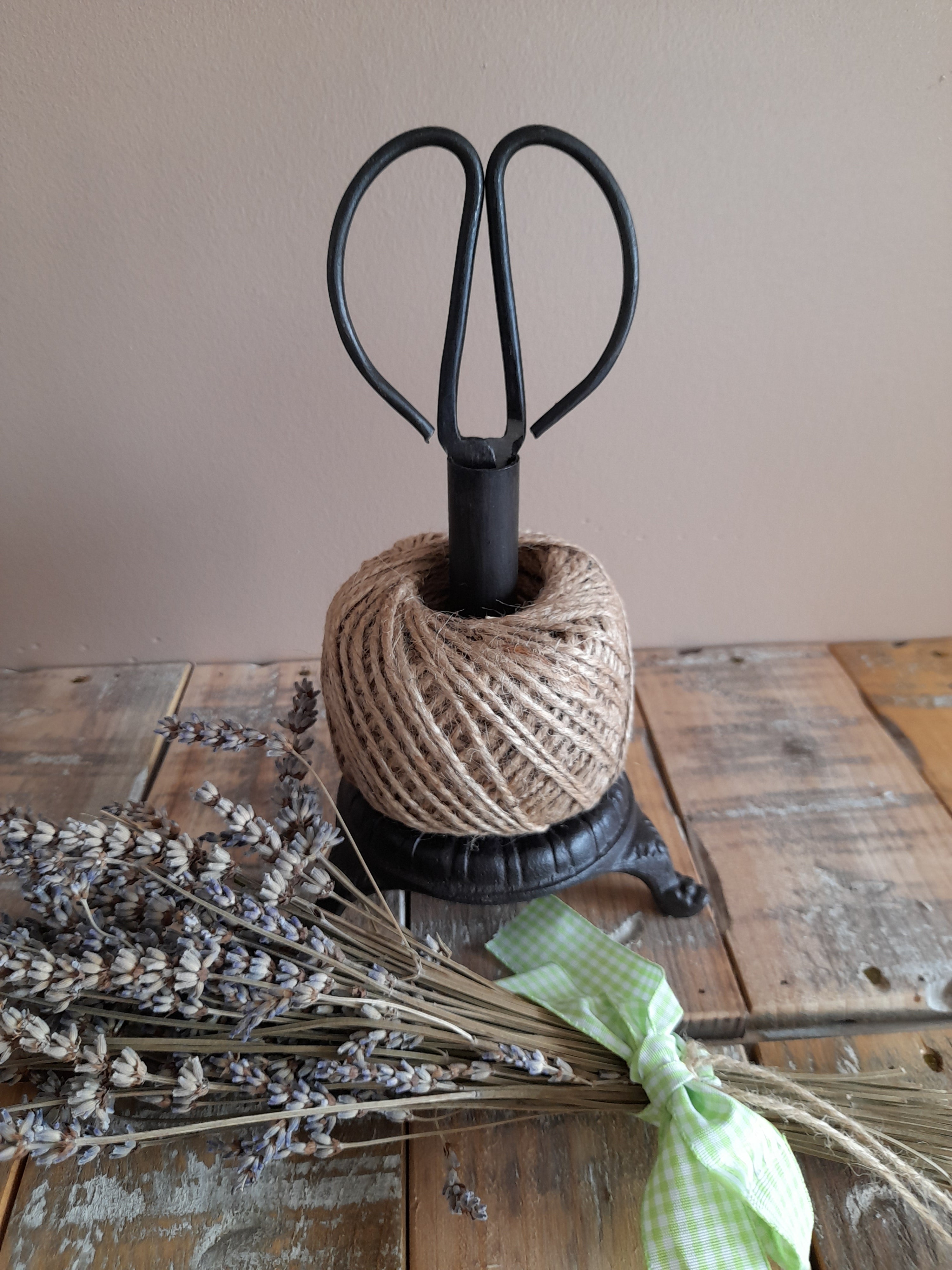 cast iron string holder with natural jute and scissors – Ellie Lane ...